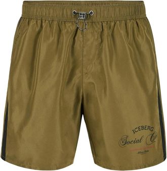 Iceberg Homme, Maillots de bain, Vert, Taille: XL Military Boxer Swim Shorts