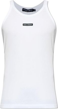 Dolce & Gabbana Homme, Tops, Blanc, Taille: 2XL Top c&ocirc;tel&eacute; avec logo