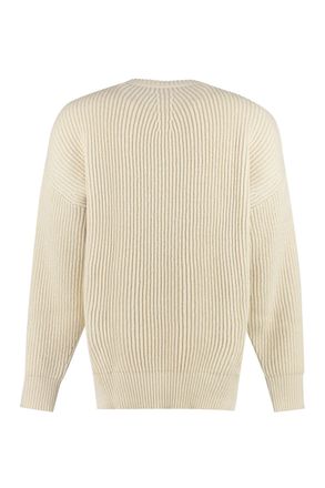 Jil Sander Mens Ribbed Sweater Cornsilk Wool Sweatshirts