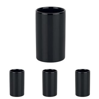 Spirella Zahnputzbecher Zahnb&uuml;rstenhalter Keramik Tube 7x11,5 cm Schwarz, Black, 1 St&uuml;ck (4er Pack)