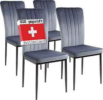 Albatros-Moebel Chaises de Salle &agrave; Manger Modena, Lot de 4, Gris, test&eacute;es SGS