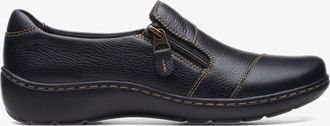 Clarks Cora Hafen Schwarze Lederschuhe