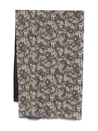 Dell'Oglio Schal mit Blatt-Print - Blau