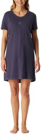 Schiesser Damen Nachthemd Kurzarm Weiche Baumwolle Bigshirt mit Taschen-Nightwear Chemise de Nuit, Indigo_181252, 44 Femmes