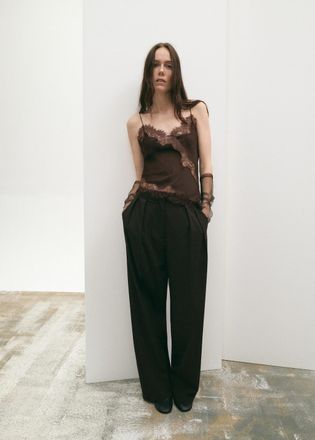 Mango Top lingerie dentelle marron - Femme - XS - MANGO