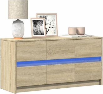 vidaXL Meuble tv avec led ch&ecirc;ne sonoma 100x34x50 cm bois ding&eacute;nierie Vidaxl