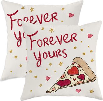 Generic Pizza Fantasievoll Verspielt Herzen Sterne Rot Kissenbezug Komfort Sofakissenbezug Weich Kissenh&uuml;lle F&uuml;r Bett Hotel Sofa 45X45Cm 2Er Set