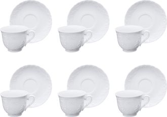 Excelsa Molecuisine Teetasse mit Untertasse 6er Set Elisa Rococo 21 cl wei&szlig;