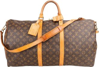 Louis Vuitton Crossbody Bags - Louis Vuitton Canvas Monogram Keepall 55 Bandoulie - Gr. unisize - in Braun - für Damen