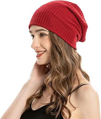 ZLYC Summer Long Slouch Beanie léger et doux en jersey pour homme et femme, Bordeaux massif, taille unique