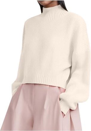 Generic Pull Femme Chic Et Elegant en Maille Manches Longues Femmes Col Montant Hauts Sexy Sweatshirt Pullover Haut Tops Pas Cher pour Autumn Hiver