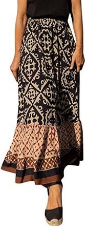 Generic Jupe pliss&eacute;e pour femme - Taille haute - Jupe midi swing avec poches - Jupe d&eacute;t&eacute; longue - &Eacute;l&eacute;gante et sexy, Noir, S