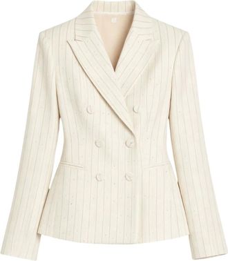 Pennyblack Femme, Vestes, Blanc, Taille: 36 FR Blazer crois&eacute; &agrave; rayures et micro-sequins