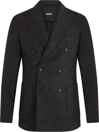HUGO BOSS Homme, Vestes, Noir, Taille: L Veste crois&eacute;e en laine