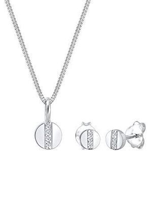 Elli PREMIUM Rond Cercle Triangle Geo Geo Classique Diamant (0.10) 925 Argent