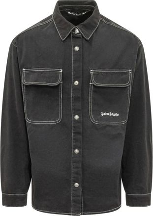 Palm Angels Homme, Chemises, Noir, Taille: S Chemise en denim ample Classic Logo