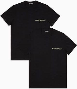 Emporio Armani Lot de 2 t-Shirts &agrave; col Rond pour Homme, Noir/Noir, Taille M