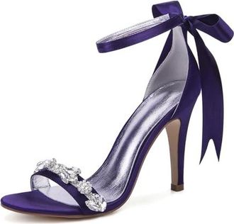 Generic Chaussures De Mariage De Mari&eacute;e Femme &Eacute;t&eacute; Stylet Talons Peep Toe Sandale Bureau Travail Soir Talons Hauts 10.5Cm,Dark Purple,39 EU