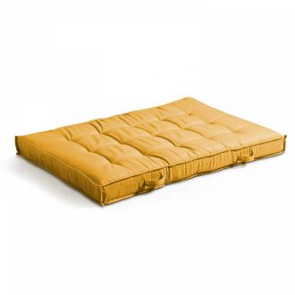 Oviala Coussin pour palette matelass&eacute; jaune 120 x 80cm