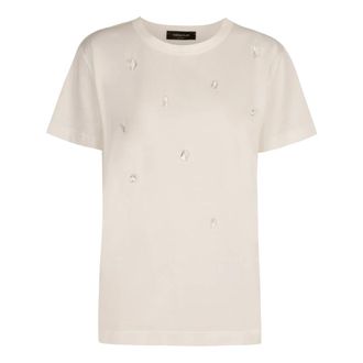 Fabiana Filippi Femme, Tops, Blanc, Taille: 40 FR T-shirt en coton avec strass