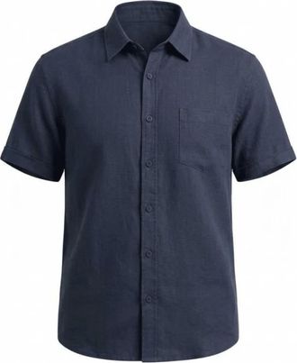 40weft 40Weft, Homme, Chemises, Bleu, Taille: 2XL Camicia Mezza Manica Taschino