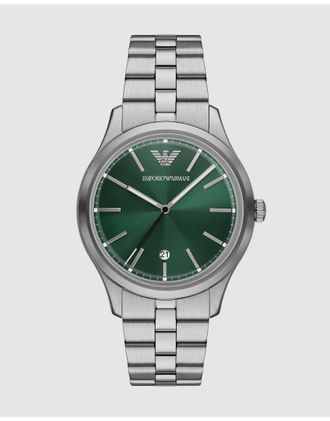 Emporio Armani Herrenuhr aus silberfarbenem Edelstahl mit drei Zeigern, AR11734