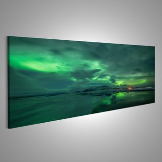 Islandburner Bild auf Leinwand Aurora Borealis Nordlicht Jokulsarlon Lagune In Island Wandbild Poster Kunstdruck Bilder