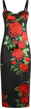 Dolce & Gabbana Rose-print Satin Midi Dress