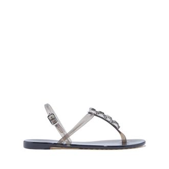 Casadei Flache Sandalen mit Swarovski Kristallen - - Shoes - Damen - Schwarzk - 35 EU