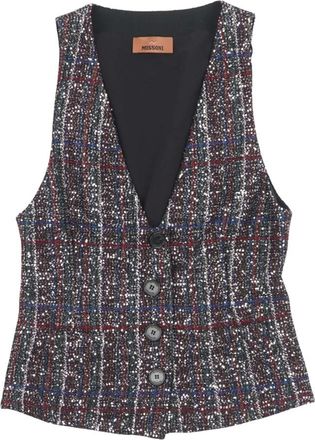Missoni Femme, Vestes, Multicolore, Taille: 38 FR Sequin Tartan Vest