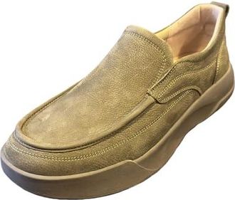 Generic Mocassins Penny Mocassins confortables et respirants en cuir v&eacute;ritable faits &agrave; la main pour homme, jaune/marron, 40 2/3 EU