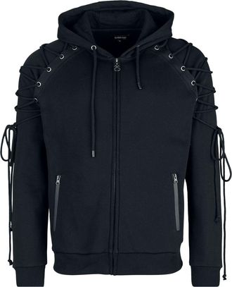 Gothicana by EMP Herren schwarze Kapuzenjacke mit &Ouml;sen und Zugb&auml;ndern XXL