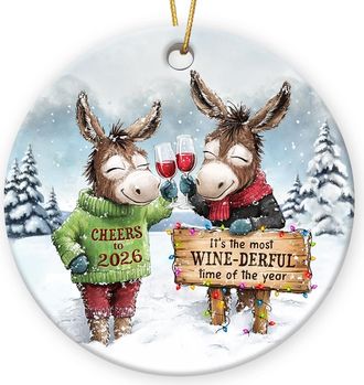 Generic Ornamente F&uuml;r Weihnachtsbaum Esel Keramik Weihnachts Ornamente Christbaum Schmuck Mit Seil