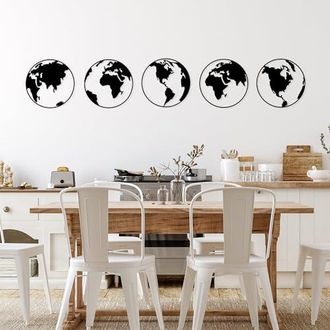 Hanah Home Stylish Black Decorative Metal Wall Accessory (5 Pieces), 50 x 50 cm | 100% Metal, 1.5 mm Thick | Perfect for Modern Home Decor & Art Display