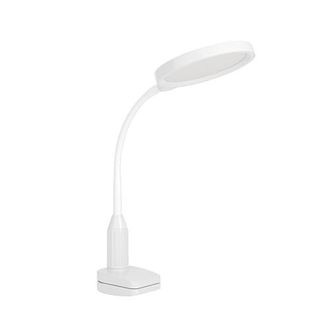 Eglo Lampe de bureau LED &agrave; pince Lauro, luminaire tactile sans fil, intensit&eacute; variable, plastique blanc, blanc chaud - froid