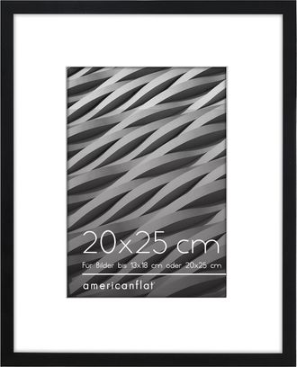 Americanflat Bilderrahmen in Schwarz - 13x18 cm Bilderrahmen mit Passepartout und 20x25 cm Rahmen ohne Passepartout - Technisches Holz mit Bruchfestem Glas