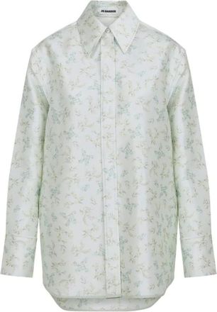 Jil Sander Femme, Blouses et Chemises, Vert, Taille: 38 FR Chemise Imprim&eacute;e en M&eacute;lange de Soie