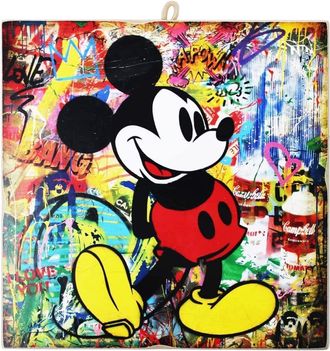 Disney Mickey Mouse Pop Art Bild Bild Vintage Cartoon Druck auf Holz 15 x 15 cm