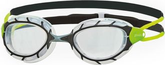 Zoggs Predator Schwimmbrille Erwachsene, Herren und Damen - UV-Schutz, Antibeschlag, Bequemer Sitz & Einfach Verstellbare Zugbänder Klare Gläser, Schwarz/Li