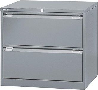Bisley Hängeregistraturschrank, doppelbahnig, DIN A4, 2 HR-Schubladen, Metall, 355 Silber, 62.2 x 80 x 71.1 cm