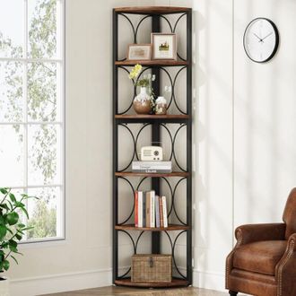 Tribesigns Tribesigns - 170 cm hohes Eckregal, 6 Etagen, rustikales Eck-B&uuml;cherregal, B&uuml;cherregal, Aufbewahrungsregal, Standregal f&uuml;r Wohnzimmer, kleiner Raum