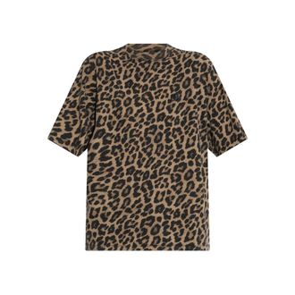 Anine Bing Leopard-Print Cotton T-Shirt - Brown