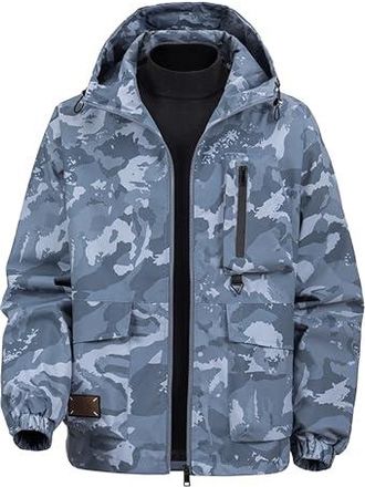 Generic Veste matelassée camouflage pour homme - Veste militaire chaude - Coupe-vent imperméable - Vêtement dextérieur de travail, Orchidée grise, XS
