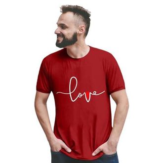 Generic T-shirt d&eacute;contract&eacute; &agrave; manches courtes et col rond pour homme de couleur unie 2026 (3), Rouge, 3XL