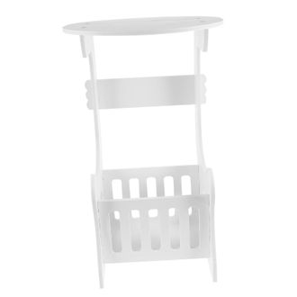 DOITOOL Moderner Runder Beistelltisch mit Stauraum Wei&szlig; Kompakter Nachttisch und Couchtisch f&uuml;r Wohnzimmer Schlafzimmer Einfacher Aufbewahrungsst&auml;nder aus Umw