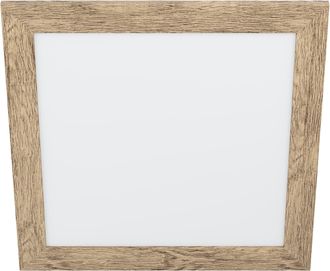 Eglo LED Panel Piglionasso mit Holz Deko-Rahmen, Deckenlampe Holz in Hell-Braun geflammt, K&uuml;chenlampe, B&uuml;rolampe, LED Flurlampe Decke neutralwei&szlig;, L x B 50