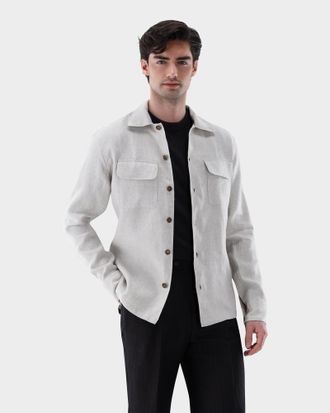 van Laack Hemdjacke mit Reverskragen aus Leinen