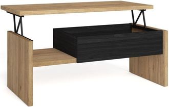 Skraut Home Table Basse Relevable, Meuble Salle à Manger, 110x50x45 cm, Meubles de Salon, Style moderne, Chêne et noir - Skraut Home