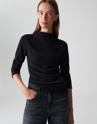 OPUS Longsleeve SOMANZI aus feinem Rippjersey figurbetont geschnitten, elastischer Stoff, feine Rippstruktur