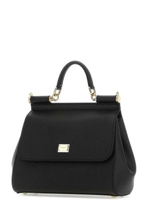 Dolce & Gabbana Womens Black Leather Medium Sicily Handbag Nero Borse A Mano